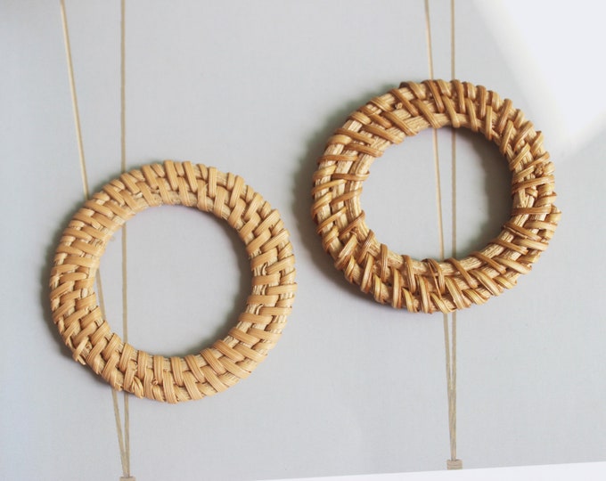 4pcs Natural Rattan Wood Earring Hoops Rectangle Wooden - Etsy