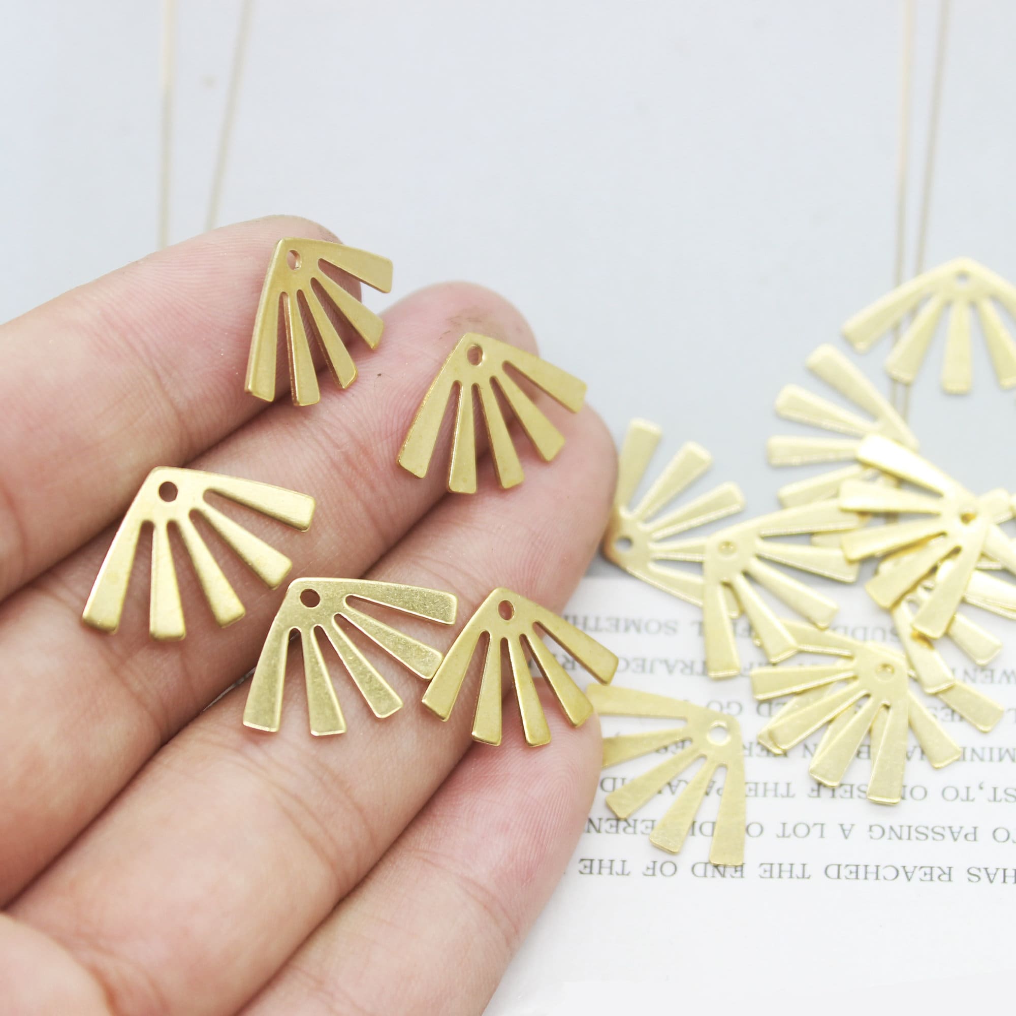10pcs Raw Brass Fan Shape Charm Geometry Charms Earring - Etsy