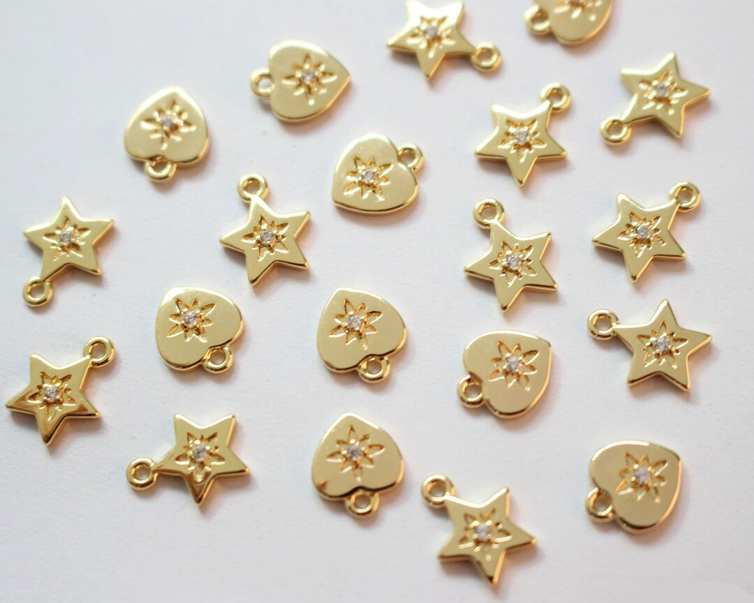 10pcs Real 18K Gold Plated Star Charm,gold Initial Charm,vermeil Star ...