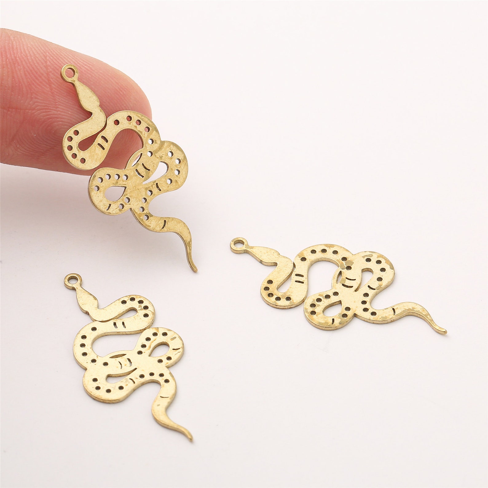 6pcs Raw Brass Snake Charm Statement Snake Charms Earring - Etsy