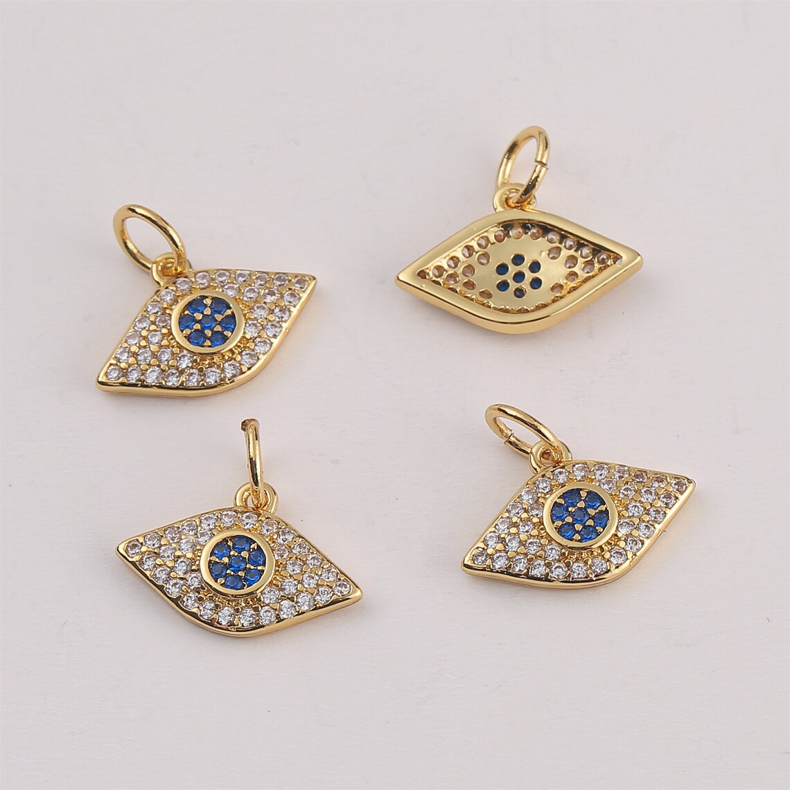 6pcs Real 18K Gold Plated Evil Eye Charm blue Evil - Etsy