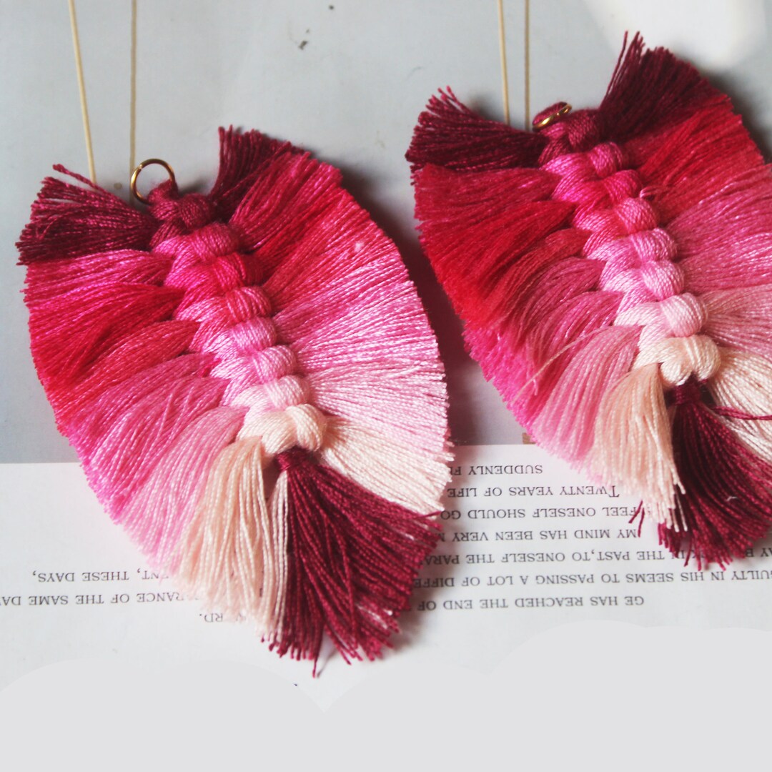 2pcs Leaf Shape Tassels, Ombre Tassels Charm, Cotton Tassels, Leaf ...