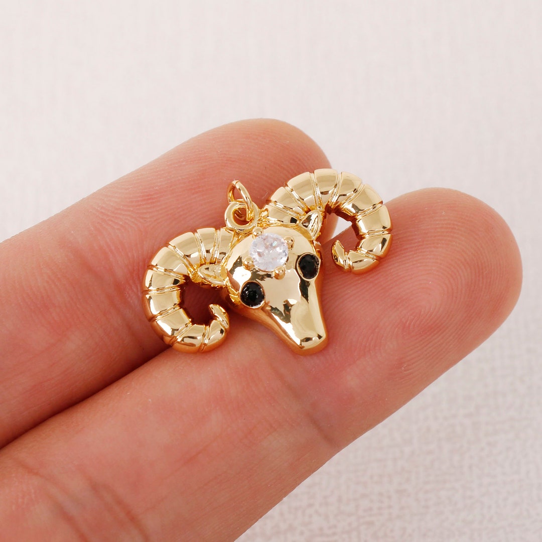 6pcs Real Gold Plated Bull Head Charms, Zircon Bull Head Pendant,cz ...