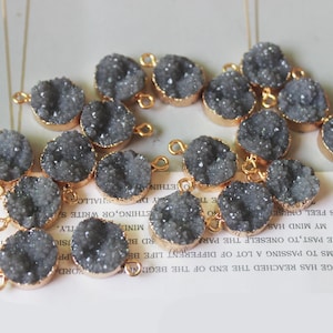 10PCS Round Imitation Druzy, Gray Druzy Charm, Resin Druzy Pendant ...