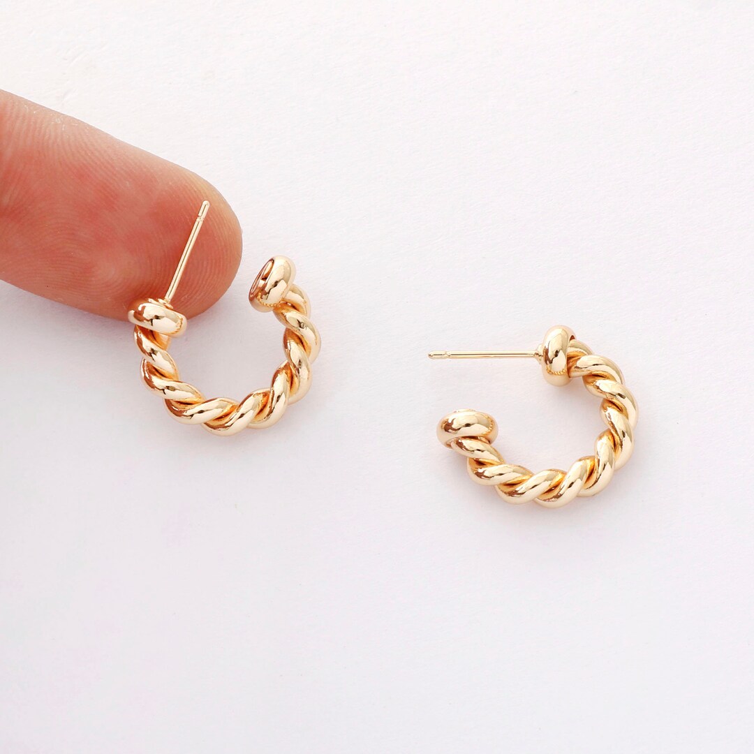 4pcs Real 18K Gold Plated Bar Earrings,ear Stud, Metal Post Earrings ...