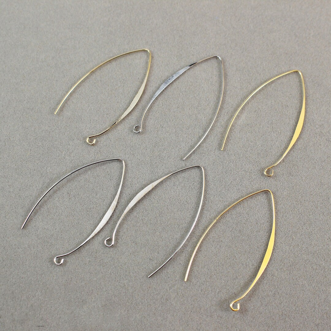 20pcs Real Gold Plated Long Earring Hooks - Large Leaf Ear Wires - Leaf ...