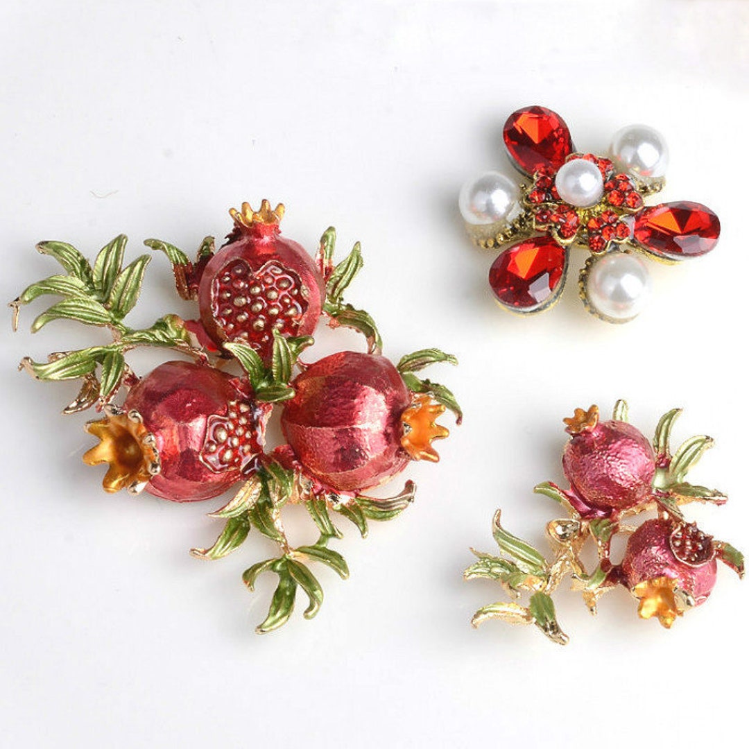 10pcs Pomegranatecharm，flower Charm, Plant Charms, Branch Charm,brooch ...