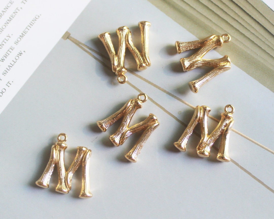 4pcs Real Gold Plated Letter M Charm,gold Initial Charm,vermeil Letter ...