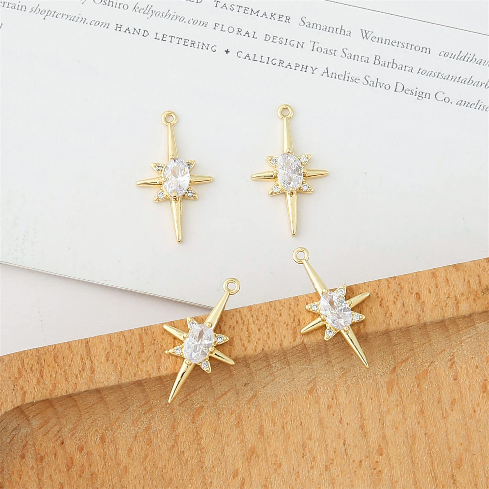 10pcs Real 18K Gold Plated Star Charm,gold Initial Charm,vermeil Moon ...