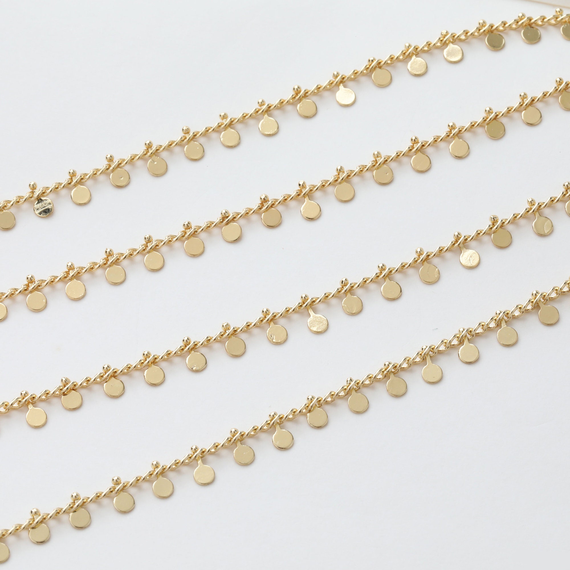 3.2feet. Real Gold Plated Round Disc Chain 5mm Star Disc - Etsy