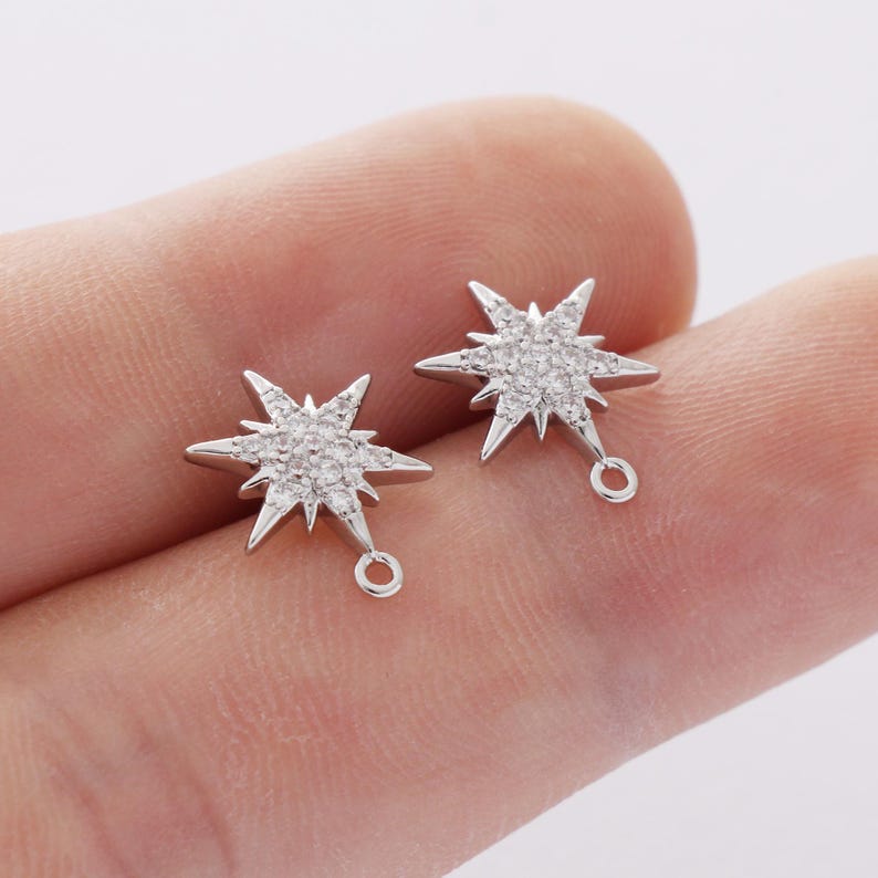 10pcs Platinum Plated Star Earrings Stud, Zircon Star Earrings,earrings ...