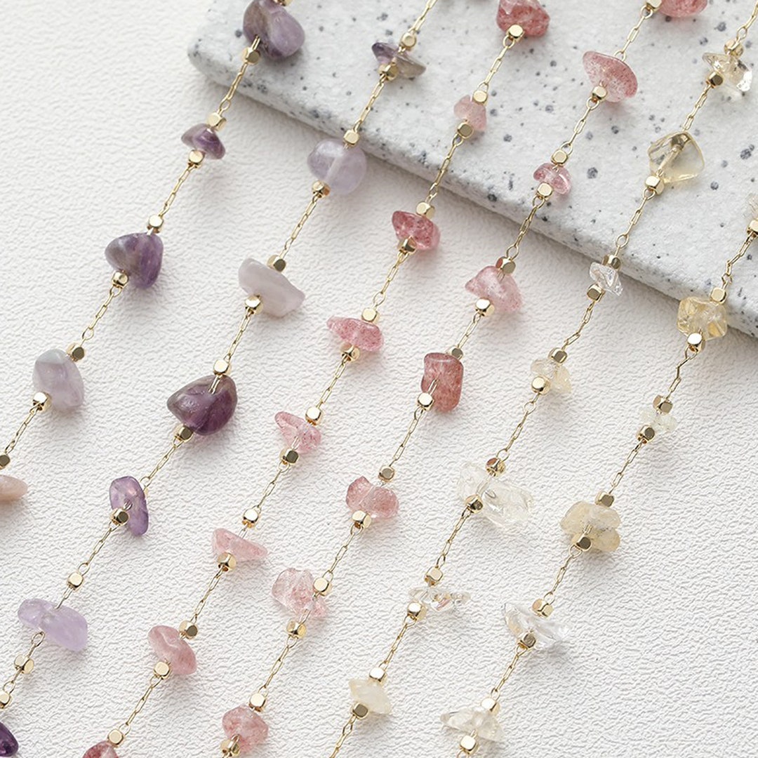 50CM Real 18K Gold Plated Natural Stone Chain, Chain by Feet,long Cable ...