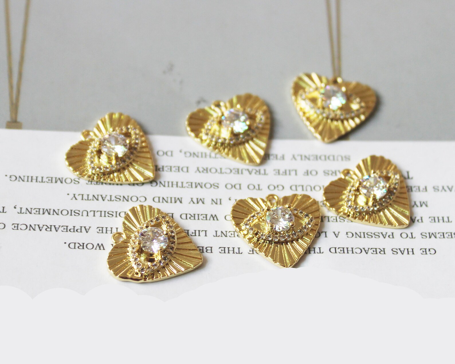 6pcs Nickel Free Real 18K Gold Plated Evil Eye Charm ,heart Shape Evil ...