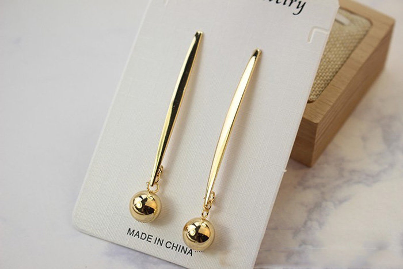 10pcs. 18k Gold Plated Long Bar Earrings,shiny Gold Bar, Bar Ear Stud ...