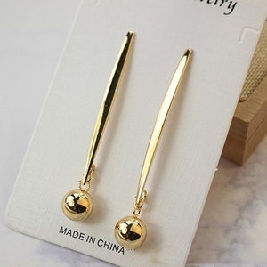10pcs. 18k Gold Plated Long Bar Earrings,shiny Gold Bar, Bar Ear Stud ...