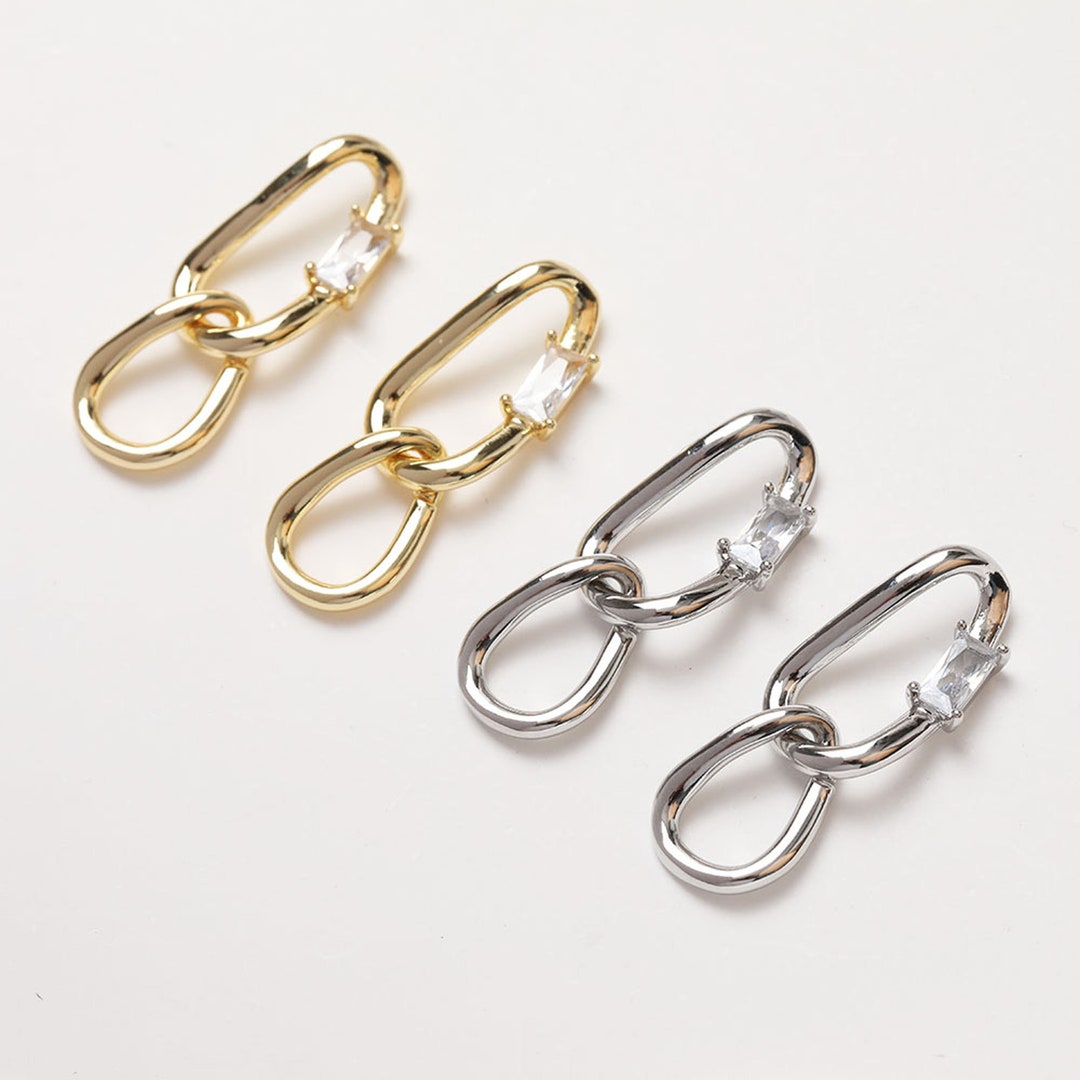 6pcs Real Gold Plated Bead CZ Pendant Bail Charm Holder Slider,pinch ...