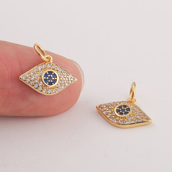 6pcs Real 18K Gold Plated Evil Eye Charm blue Evil | Etsy