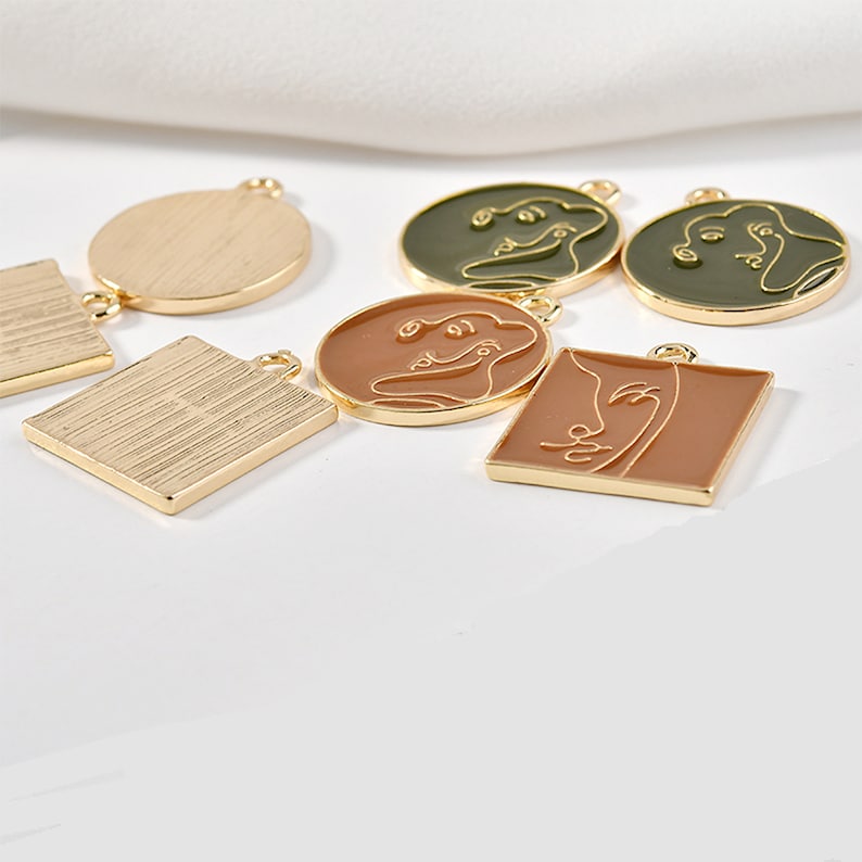 10PCS Gold Face Charms Beauty Charmabstract Face - Etsy