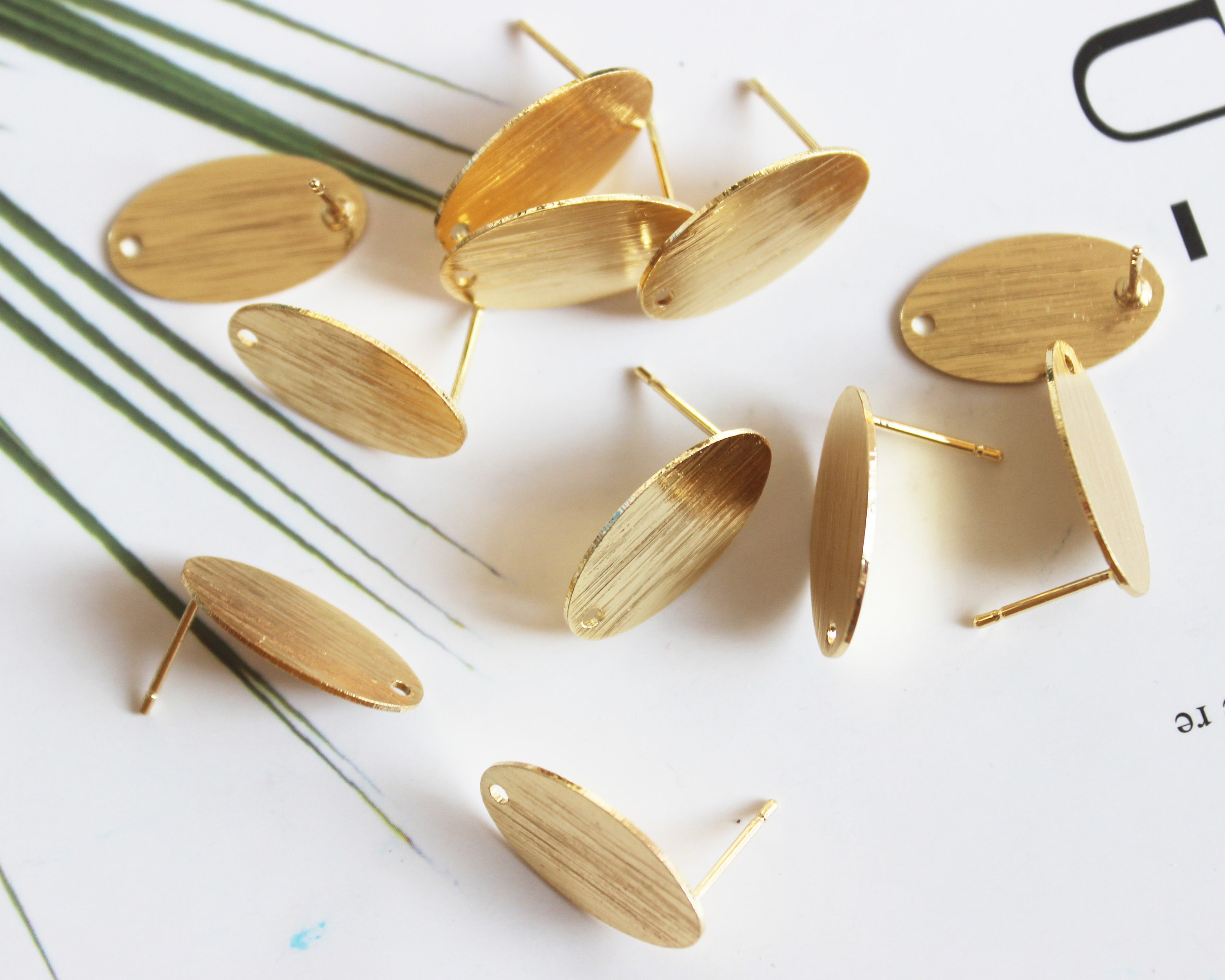 10PCS Real Gold Plated Brass Earring Posts Earring Stud Ear | Etsy