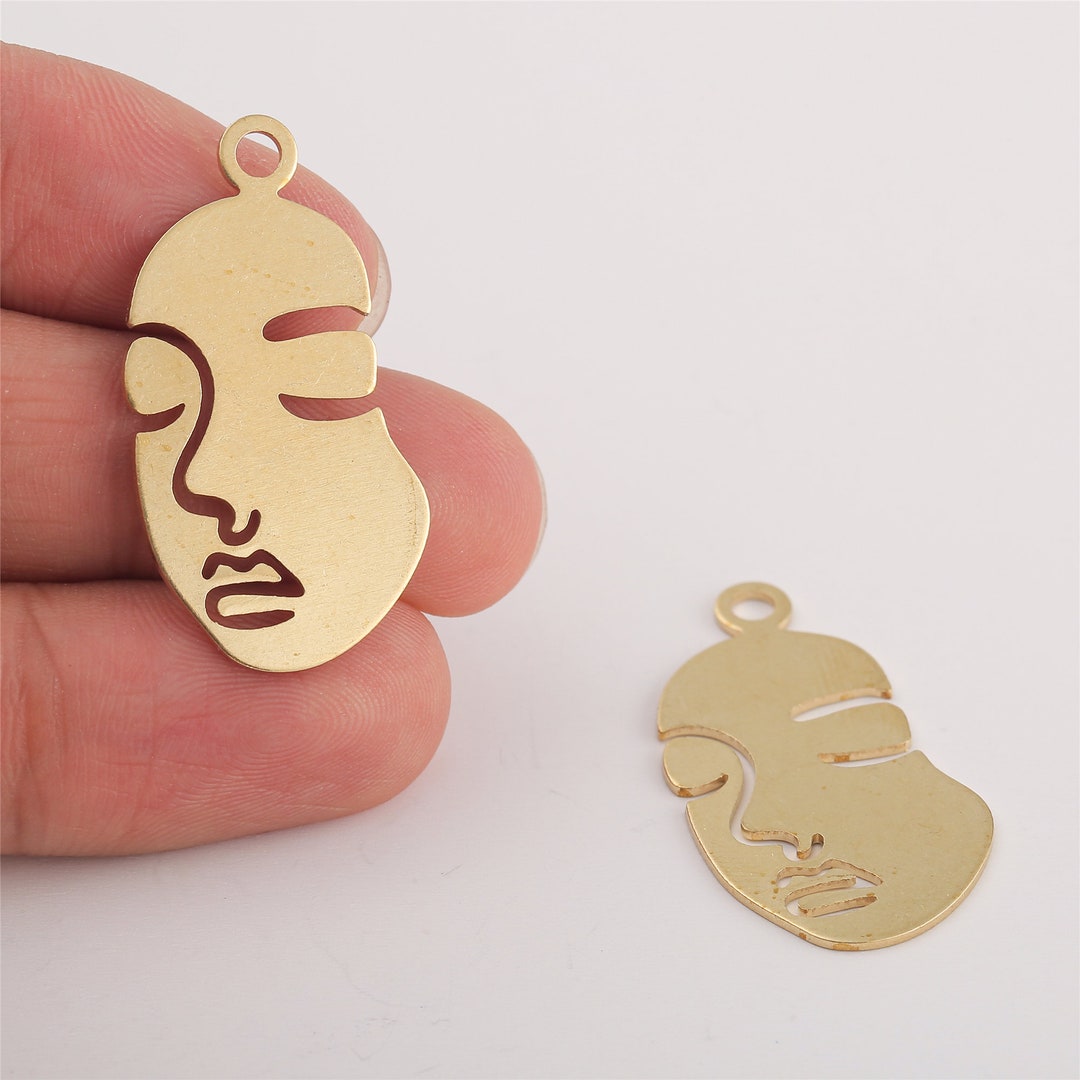 10pcs Raw Brass Face Charms, Schmuck liefert, Ohrring Erkenntnisse ...