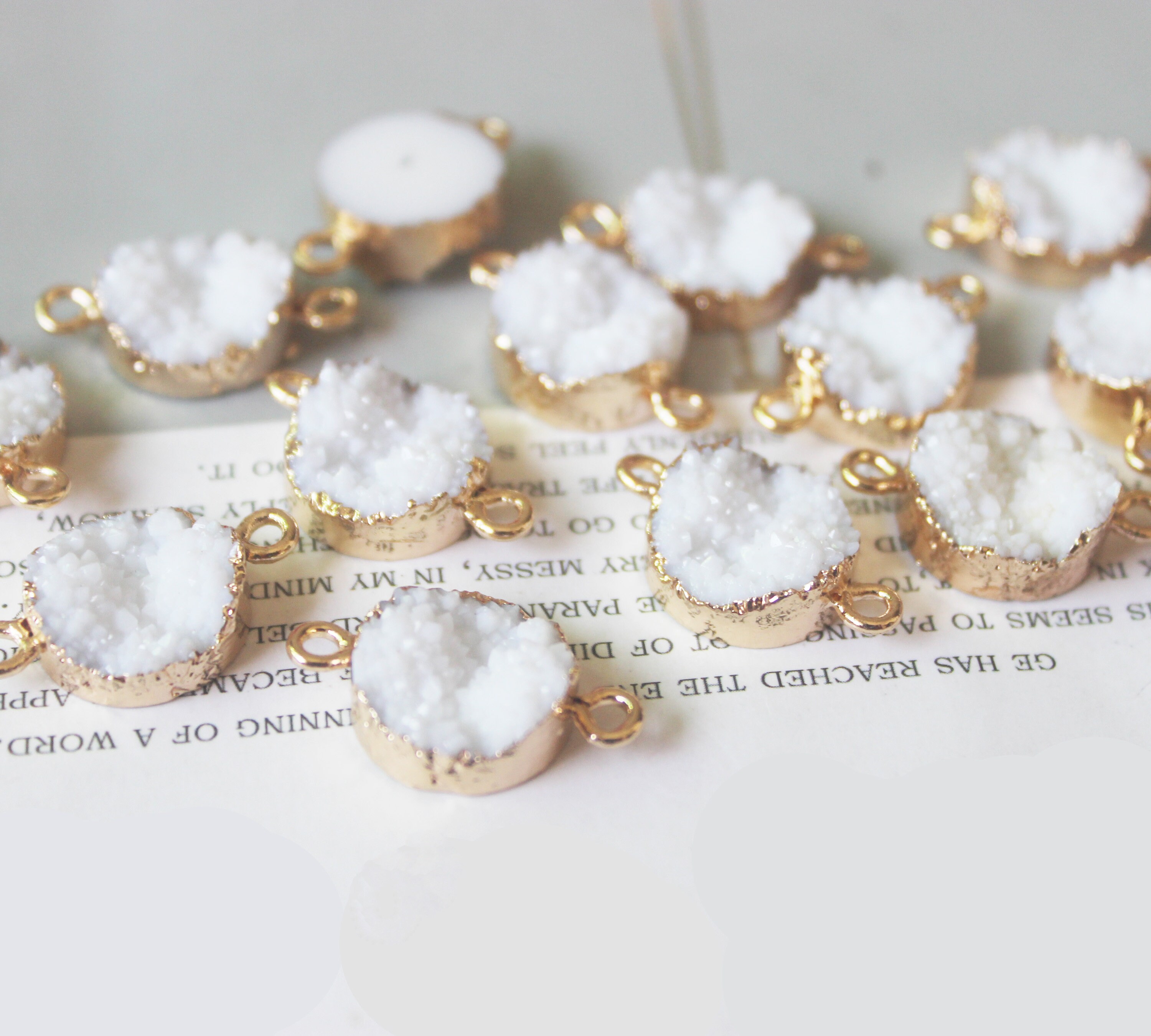 10PCS Round Imitation Druzy, Druzy Connector, Resin Druzy Pendant Charm ...