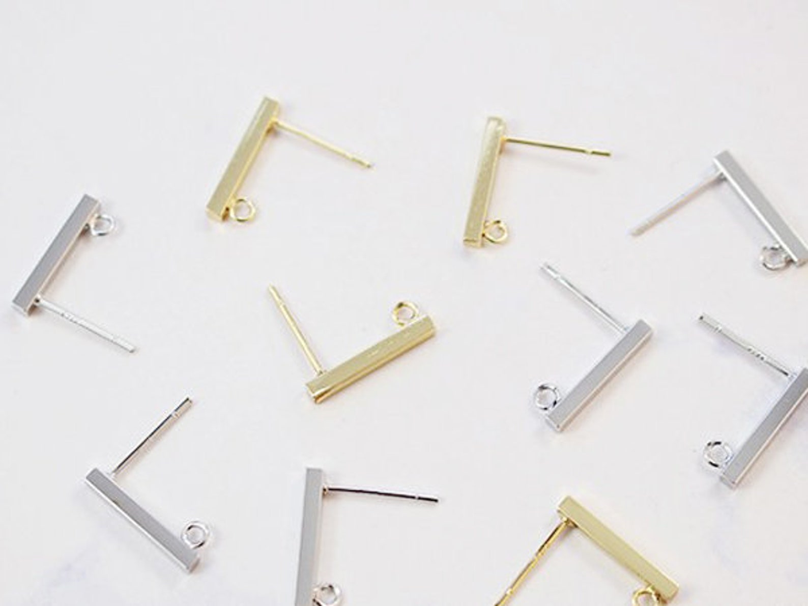4pcs Real 18K Gold Plated Bar Earrings15mm Sticklong Stick - Etsy