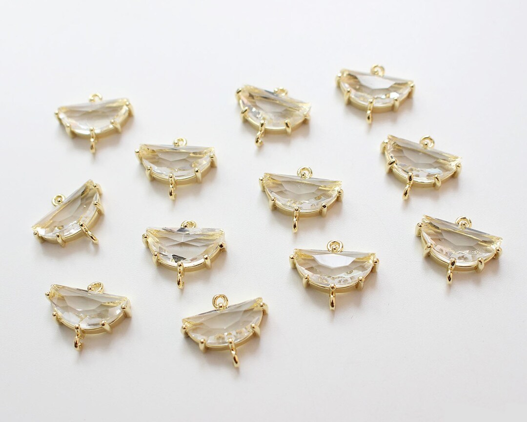10pcs Clear Semicircle Crystal Glass Pendant Charm,large Blue Faceted ...