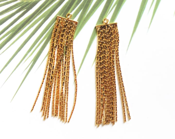 4PCS. Real Gold Plated Tassel Charm Long Metal Tassels - Etsy
