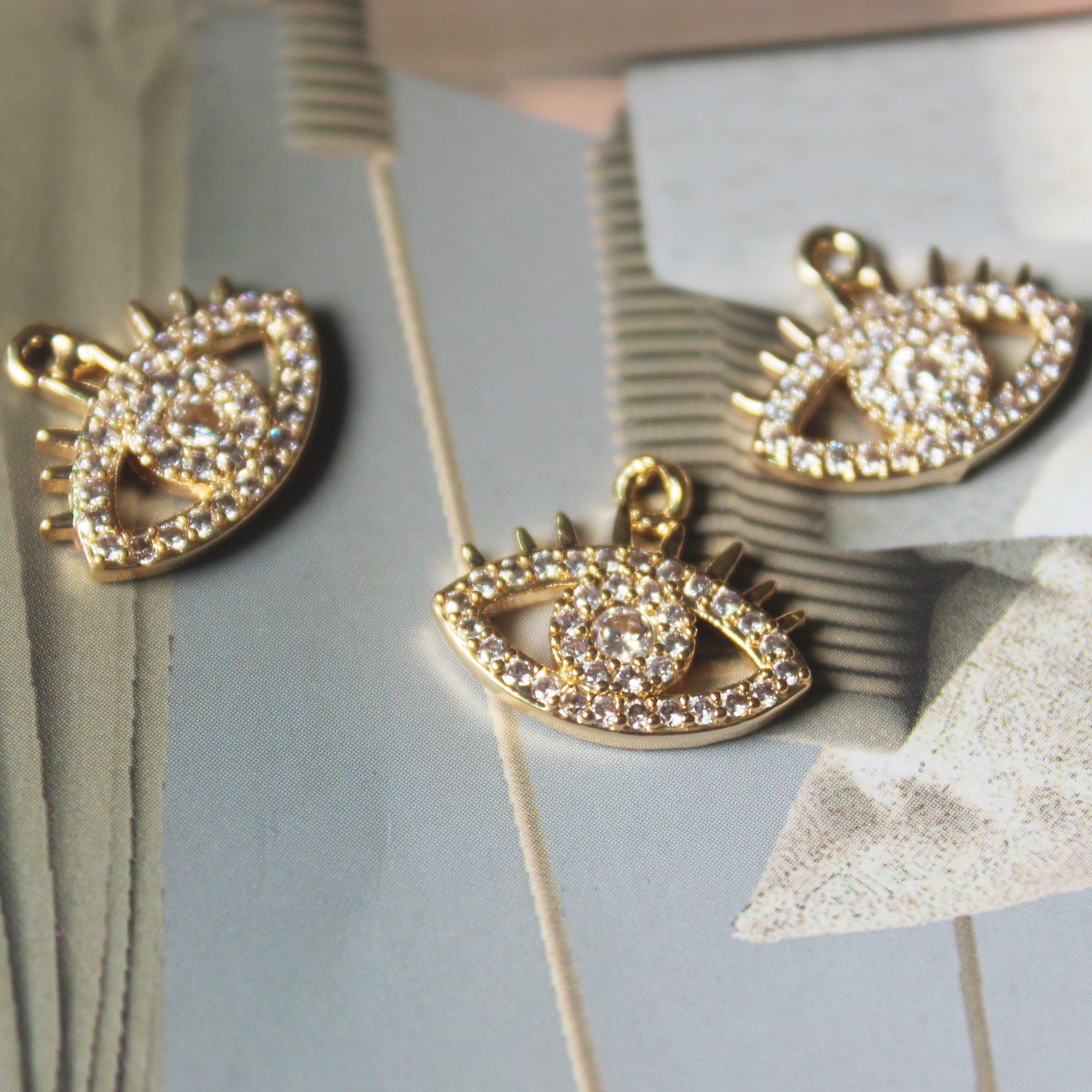 10pcs Real Gold Plated Evil Eye Charm ,evil Eye,bracelets Finding ...