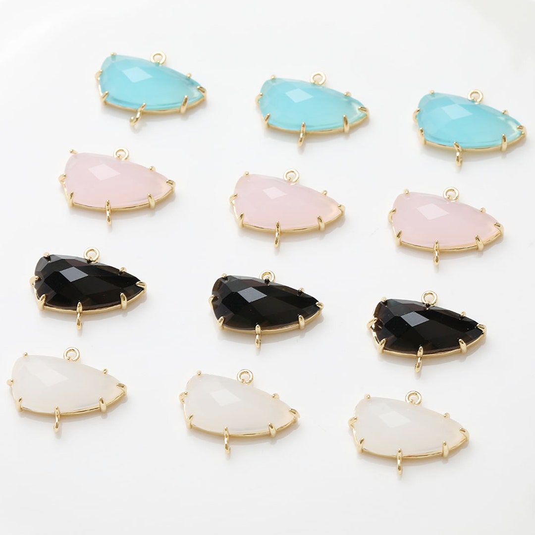 2pcs Real Gold Plated Trapezoid Crystal Charm, Trapezoid Connector ...