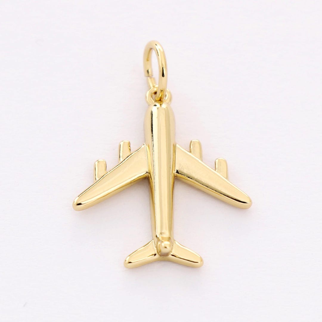 Real Gold Plated Aircraft Charm, Aircraft Pendant, Earring Pendant ...