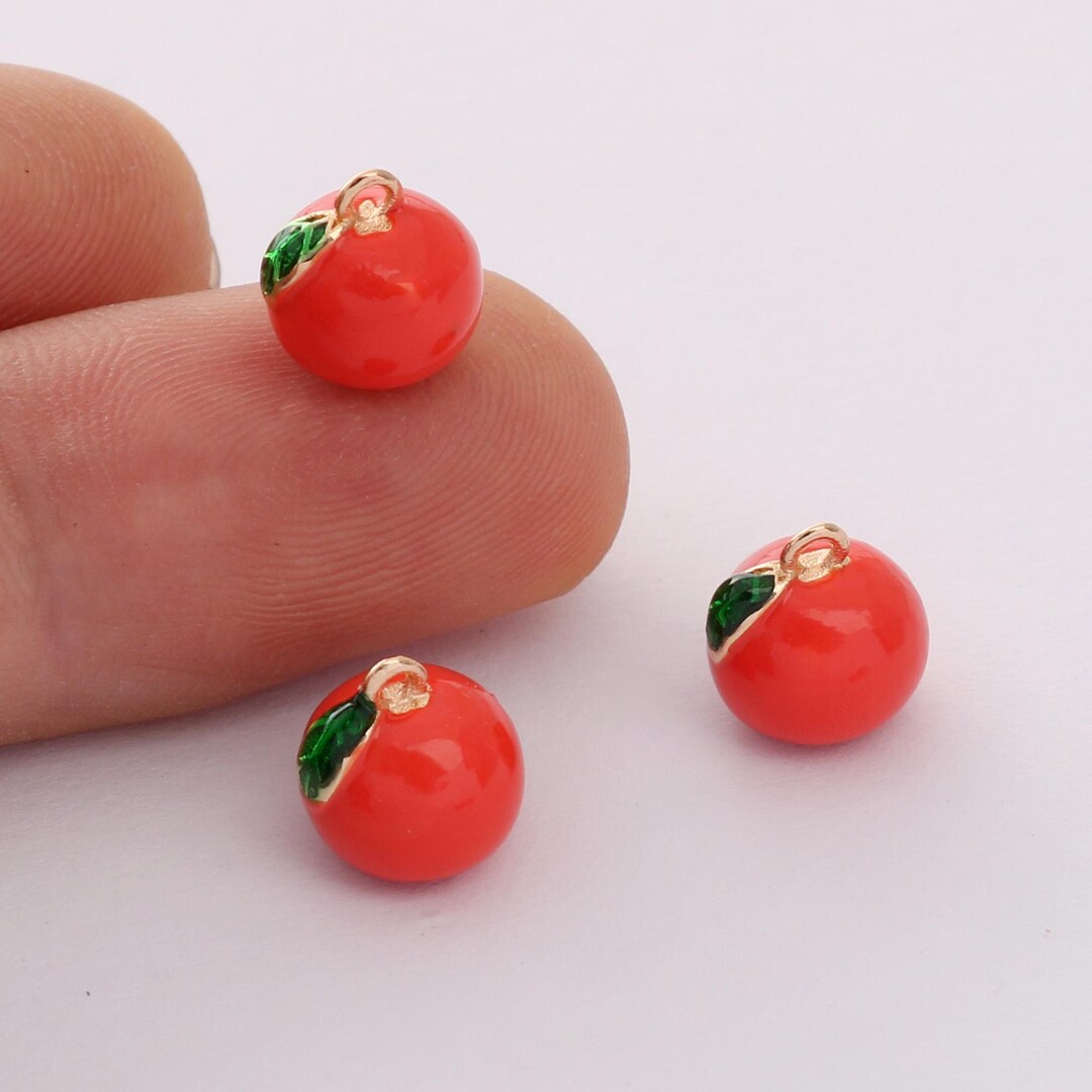 Gold Plated Enamel Persimmon Charm Pendant ,fruit Charm,enamel Charm ...