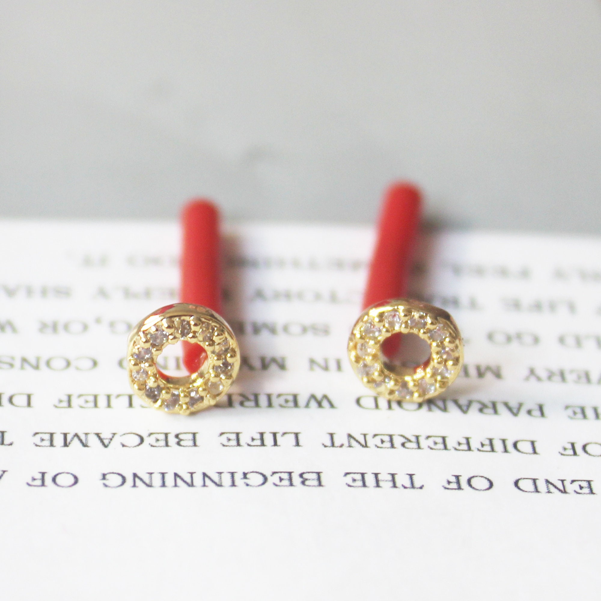 4PCS Real Gold Plated Tiny Mini Zircon Round Circle Earrings | Etsy