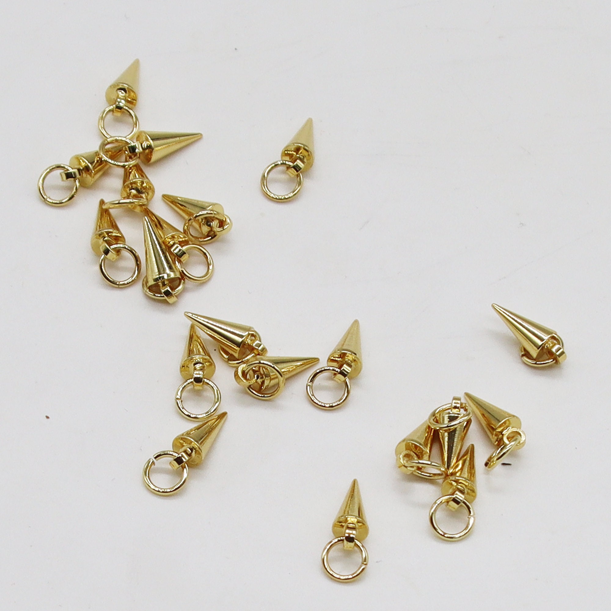 10PCS Real Shiny Gold Cones Charms, Mini Cones Charms, Pyramid Pendant ...