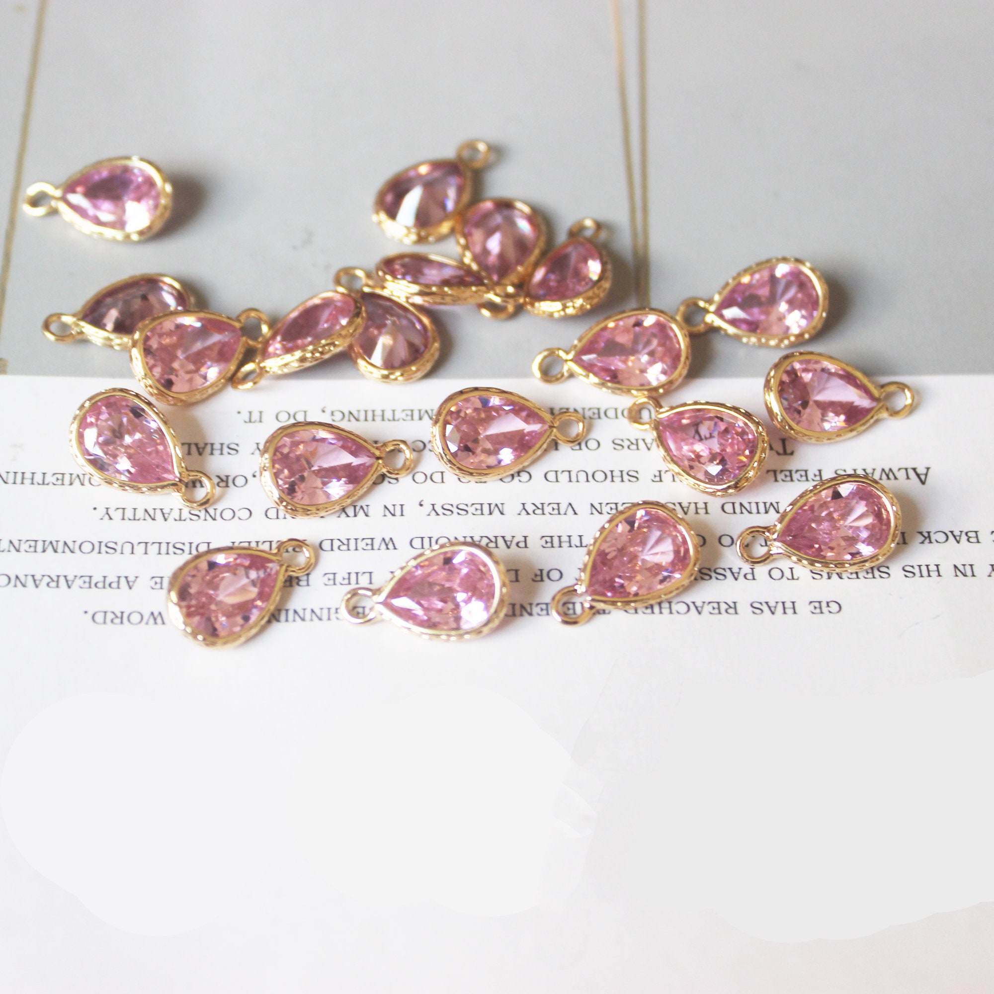10pcs Pink Crystal Glass Pendant Charm79mm Tiny Mini Faceted - Etsy