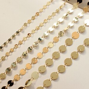 3.2feet. Real Gold Plated Sequin Disc Chain - 4MM Round Circle Disc ...