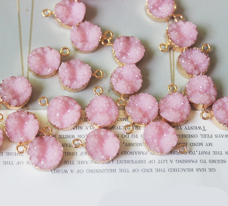 10PCS Round Imitation Druzy Pink Druzy Charm Resin Druzy - Etsy