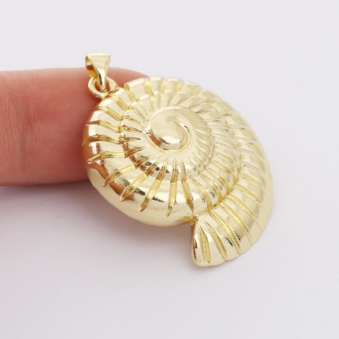 Real Gold Big Sea Shell Charms, Gold Plated Nautilus Charm,seashell ...