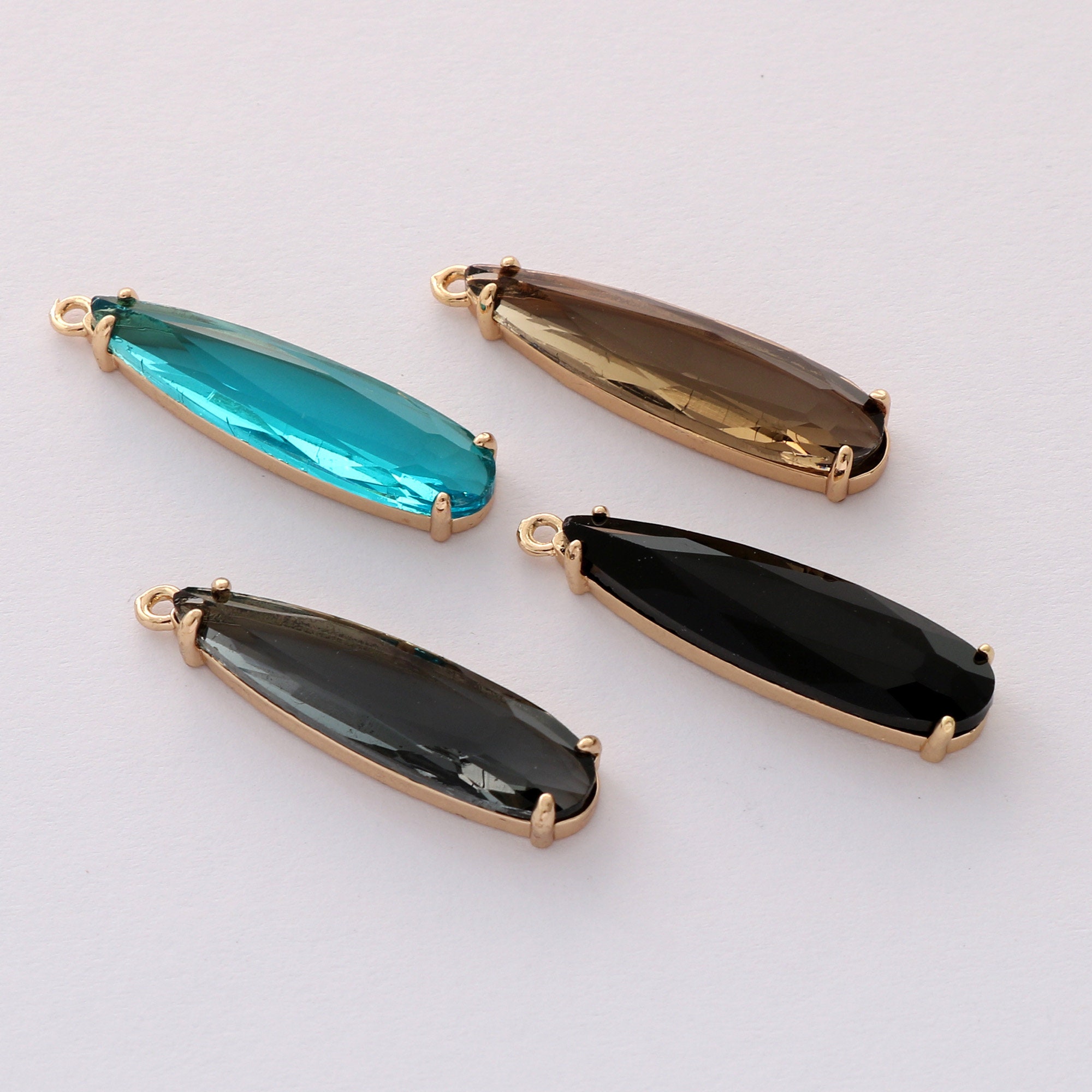 10pcs Clear Glass Pendant Charm,large Faceted Lucite Beads,teardrop ...