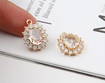 2pcs/10pcs Gold Glitter Bezel Charm Round Beads Connector | Etsy