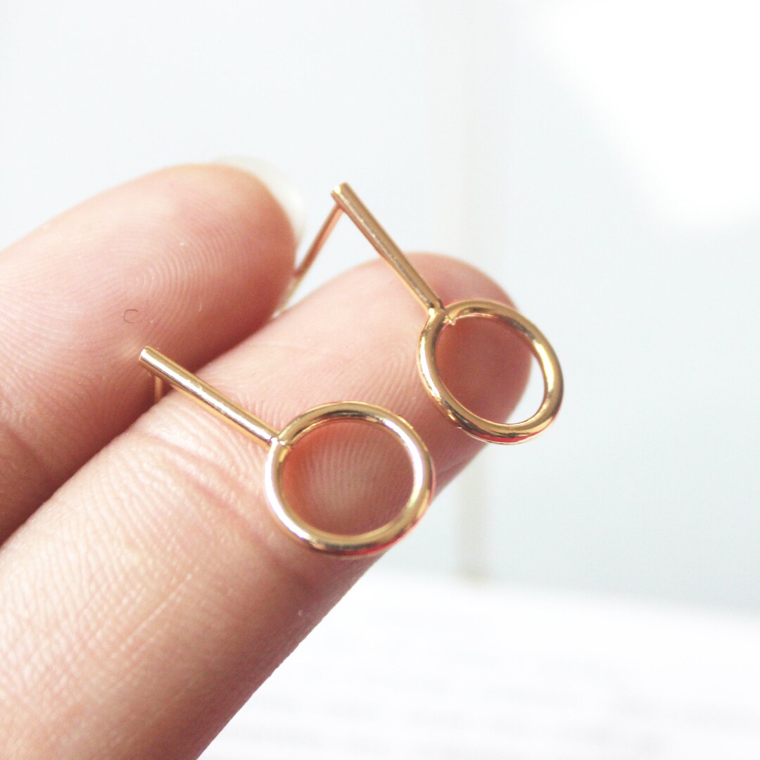 6PCS Real Gold Plated Brass Circle Earring Posts,round Earring Stud,ear ...