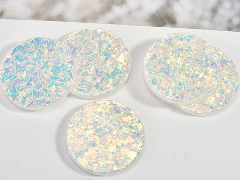 10pcs 35mm Round Circle Glitter Resin Charm Pendant Summer | Etsy