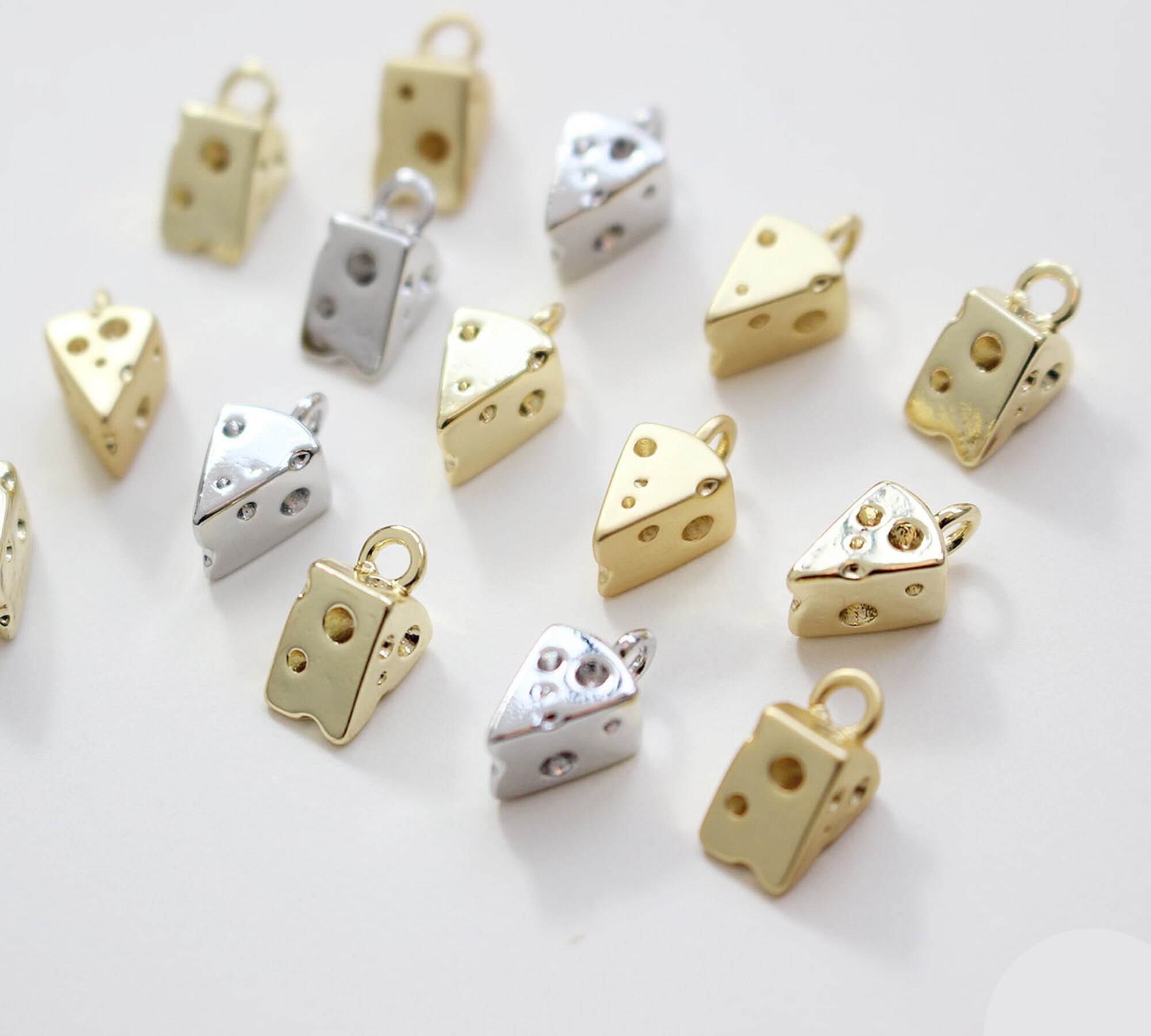 6pcs Real 18K Gold Plated Cheese Charm Gold Initial Charm - Etsy
