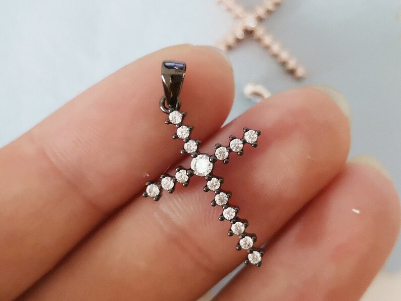 5pcs Crystal Cross Charm Pendant Cz Pave Cross Charm - Etsy