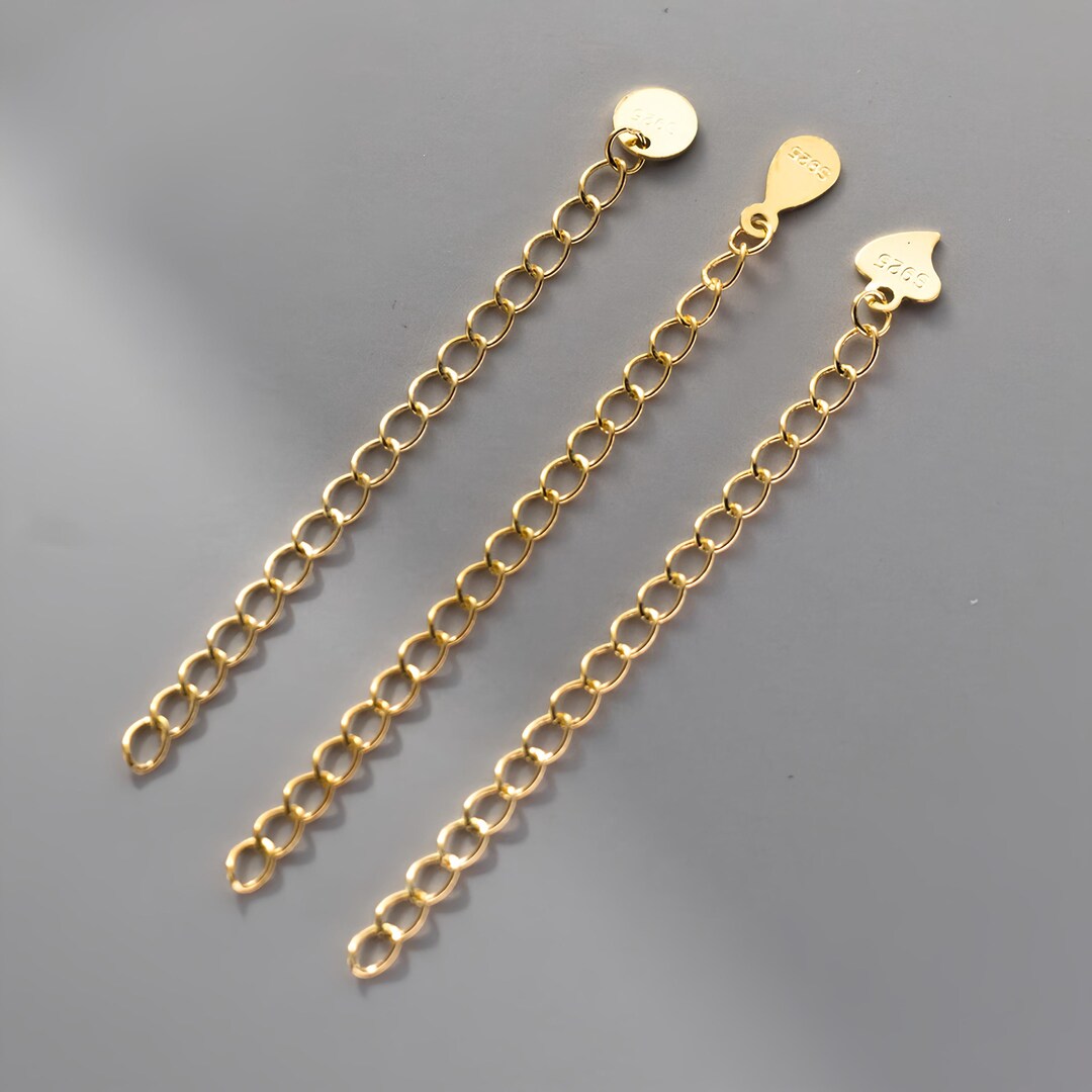 4pcs Sterling Silver Chain Extensions, Extender Chains, 925 Silver ...
