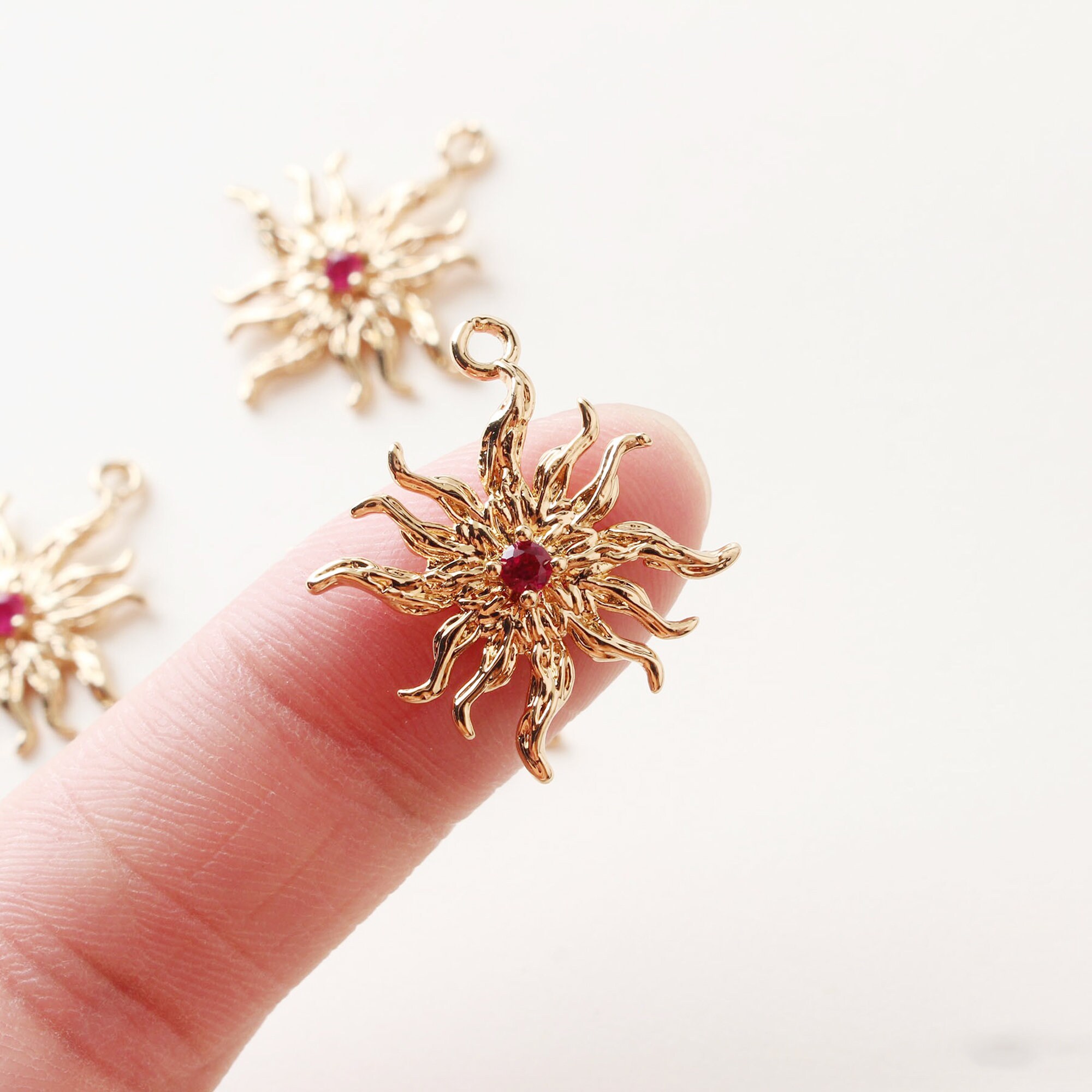 10pcs Gold Plated Sun Charm cz Pave Sun Charmrhinestone Sun - Etsy