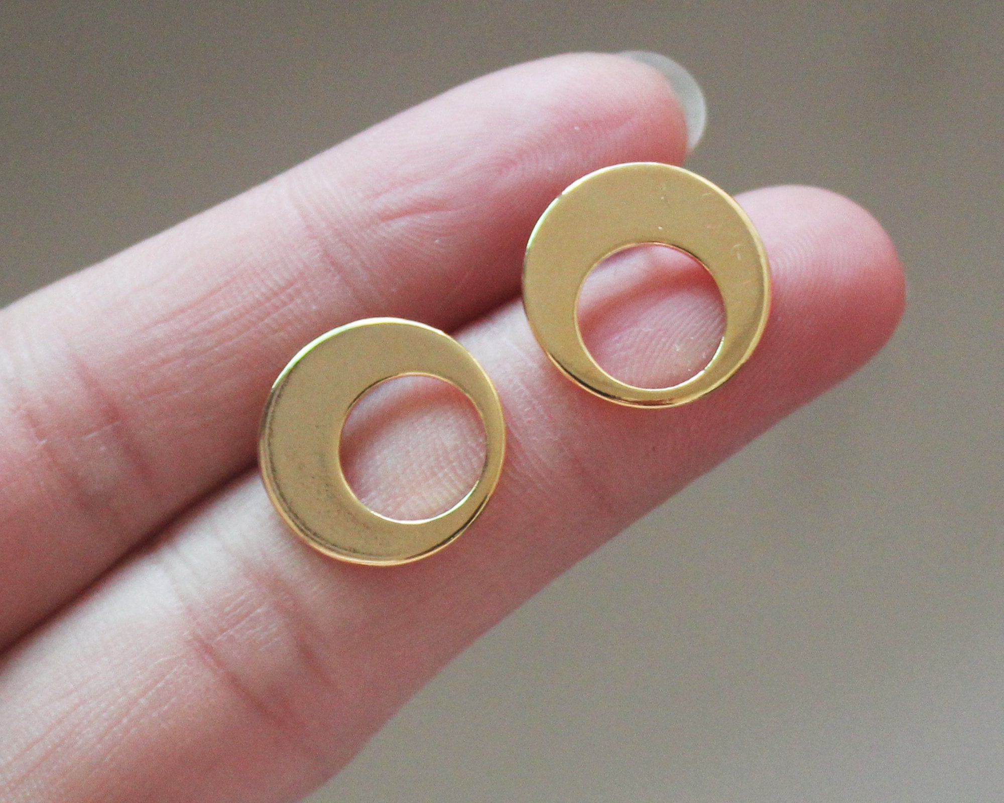 6PCS 18K Real Gold Plated Brass Round Earring Posts Earring | Etsy