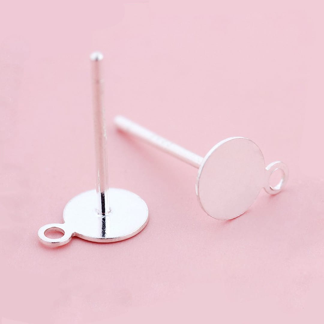 10pcs 925 Sterling Silver Flat Pad Earring Studs-sterling Silver ...