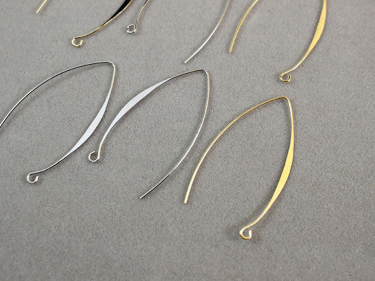 20pcs Real Gold Plated Long Earring Hooks Large Leaf Ear - Etsy