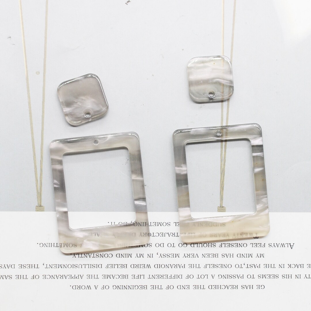 10set Large Hollow Square Charms Geometric Square Cellulose Acetate ...